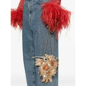 ANYA HINDMARCH Embellished Fish Clutch Bag - Gold