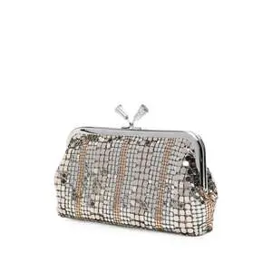 ANYA HINDMARCH Tone Sequin Embellished Clutch Bag - Silver