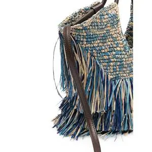 Zimmermann Woven Tote Bag With Tiered Fringe - Blue