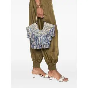 Zimmermann Woven Tote Bag With Tiered Fringe - Blue