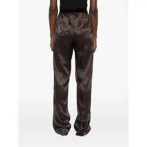 TOM FORD Silk Satin Logo Waistband Trousers - Brown