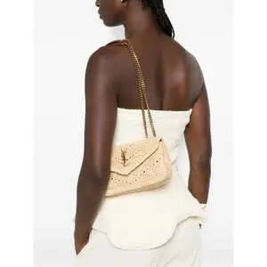 Saint Laurent Raffia Shoulder Bag - Cream