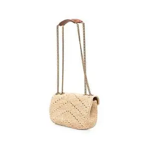 Saint Laurent Raffia Shoulder Bag - Cream