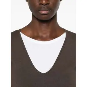 TOTEME Ribbed Knit V-neck Long Sleeve Jumper - Brown