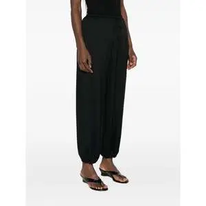 FORTE_FORTE Crepe Textured Drawstring Trousers - Black