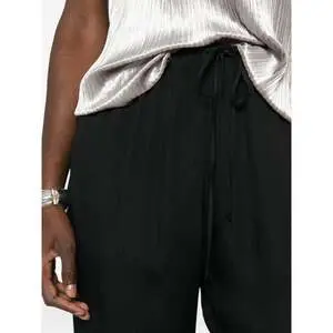 FORTE_FORTE Crepe Textured Drawstring Trousers - Black