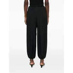 FORTE_FORTE Crepe Textured Drawstring Trousers - Black