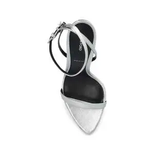 TOM FORD Metallic Leather Ankle Strap Stiletto Sandals With Padlock Charm