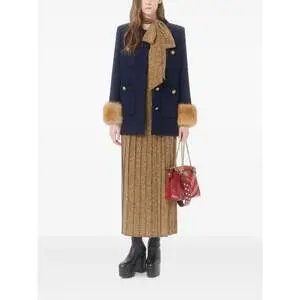 Valentino Garavani Textured Coat With Gold-tone Buttons - Blue