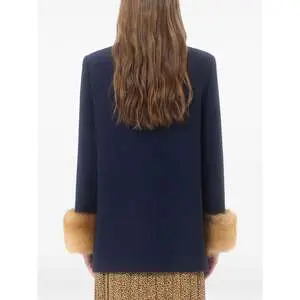 Valentino Garavani Textured Coat With Gold-tone Buttons - Blue
