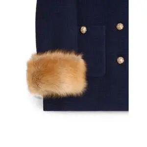 Valentino Garavani Textured Coat With Gold-tone Buttons - Blue