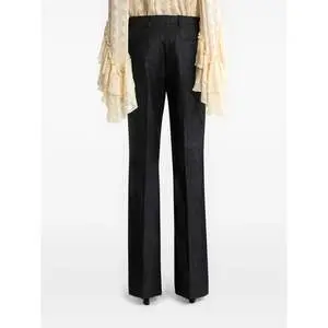 Etro Tailored Wool Jacquard Paisley Trousers - Black