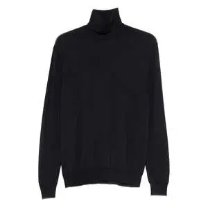 Malo MALO Black Virgin Wool Roll Neck Jumper Black