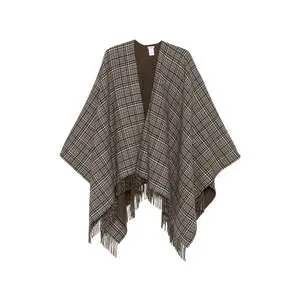 Brunello Cucinelli Check Pattern Cashmere Cape - Cream