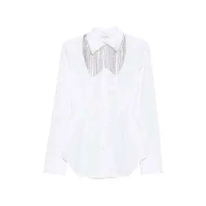 Sportmax Cotton Shirt With Crystal Embellishment - White