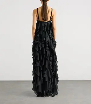 Balmain Silk Satin Ruffled Top