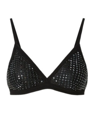 Pinko Mesh-effect Bra With Rhinestones - Black