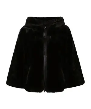 Pinko Faux Fur Hooded Jacket - Black