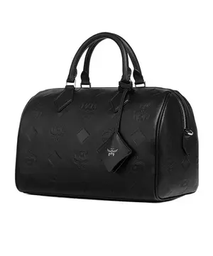 Mcm Ella Boston Bag In Maxi Monogram Leather