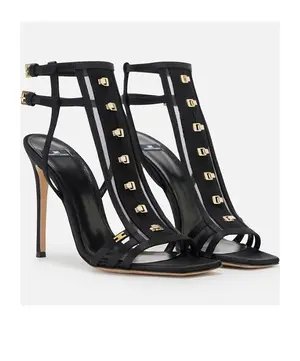 Elisabetta Franchi Sheer Patchwork Buckle Sandals