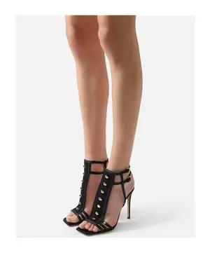 Elisabetta Franchi Sheer Patchwork Buckle Sandals