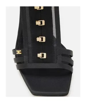 Elisabetta Franchi Sheer Patchwork Buckle Sandals