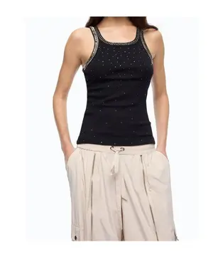 Pinko Bejewelled Ribbed Cotton Jersey Vest Top