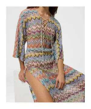 Missoni Zigzag-knit Lace-up Beach Dress