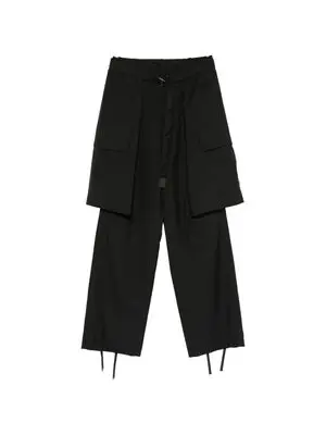 Sacai Black Wide Leg Cargo Trousers - Multicolor