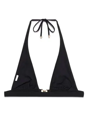 Celine Triangle Bikini Top With Gold-tone Logo Plaque - Multicolor