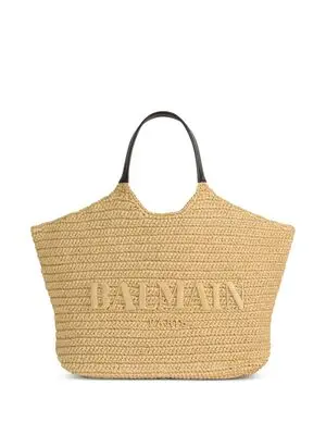 Balmain Large Crochet Tote Bag With Embossed Logo - Multicolor
