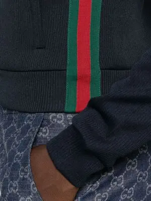 Gucci Cotton Blend Sweatshirt With Web Stripe Detail - Multicolor