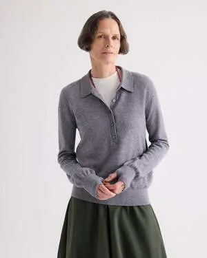 TWP Uma Henley Sweater In Superfine Cashmere - Flannel