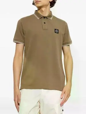 Stone Island Logo-patch Tipped Polo Shirt