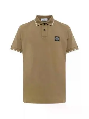 Stone Island Logo-patch Tipped Polo Shirt - Brown