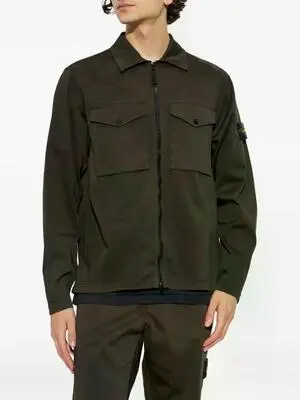 Stone Island Logo-patch Zip-up Shirt Jacket