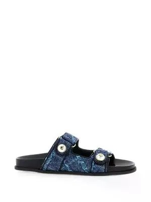 JIMMY CHOO Fayence Frayed Denim Sandals - Blue
