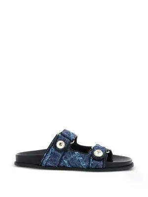 JIMMY CHOO Fayence Frayed Denim Sandals - Blue