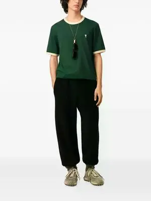 AMI Paris Contrasted Cotton T-shirt With De Coeur - Green