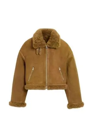 AMI Paris Sheep-shearling Aviator Jacket - Brown