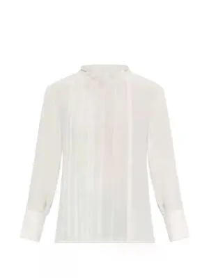 Victoria Beckham Pleated Long-sleeve Blouse