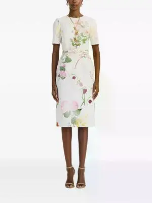 Oscar De La Renta Botanical-print Denim Mini Dress