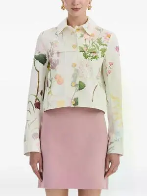 Oscar De La Renta Botanical-print Denim Jacket