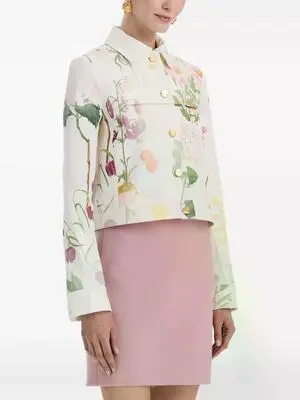 Oscar De La Renta Botanical-print Denim Jacket