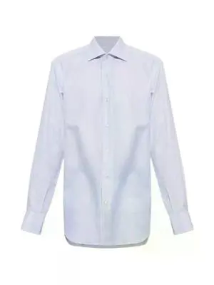 Brioni Check-print Cotton Shirt - Blue