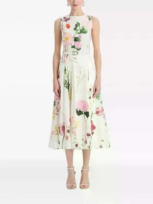 Oscar De La Renta Botanical-print Sleeveless Midi Dress