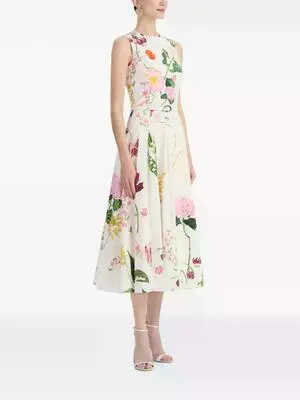 Oscar De La Renta Botanical-print Sleeveless Midi Dress