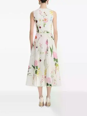 Oscar De La Renta Botanical-print Sleeveless Midi Dress