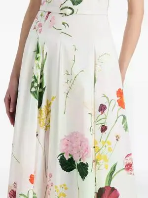 Oscar De La Renta Botanical-print Sleeveless Midi Dress