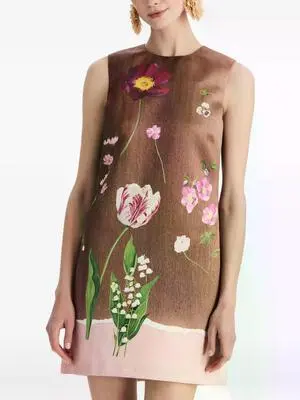 Oscar De La Renta Botanical-print Shift Mini Dress